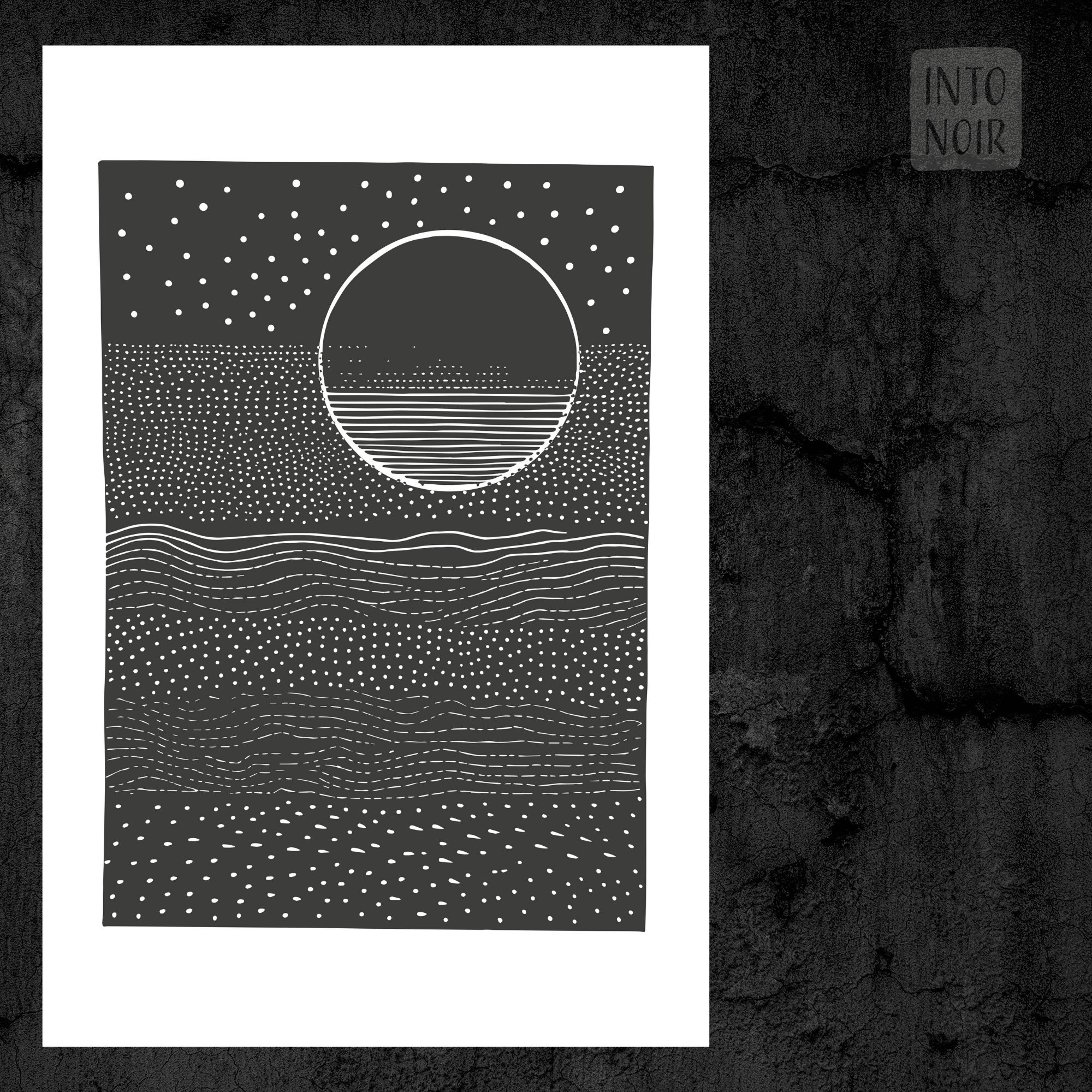 Total Solar Eclipse: Whimsical Solar Eclipse Linocut Inspired Print ...