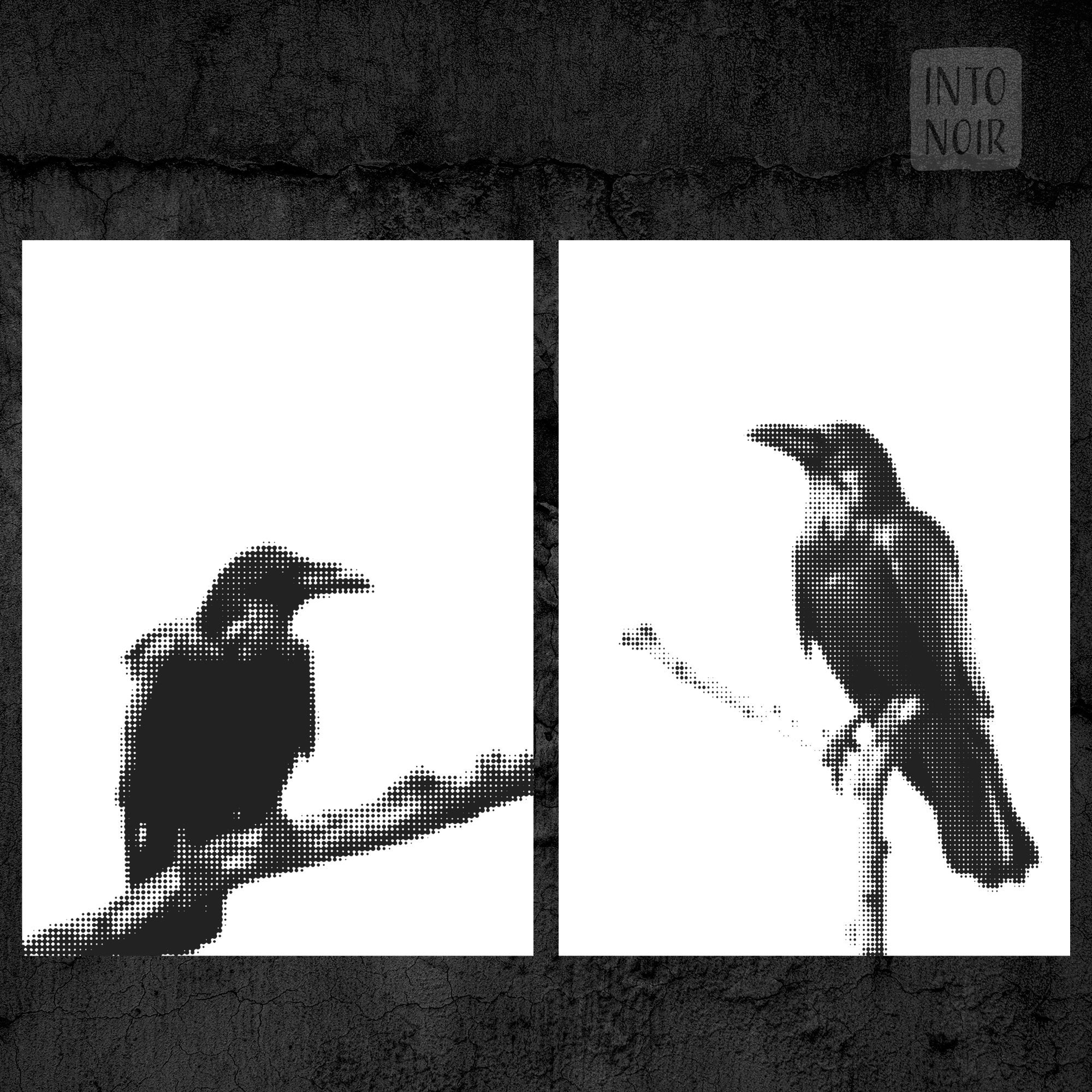 Printable Halftone Printable Cards Bundle of Black Cats Also 3 Ravens a ...