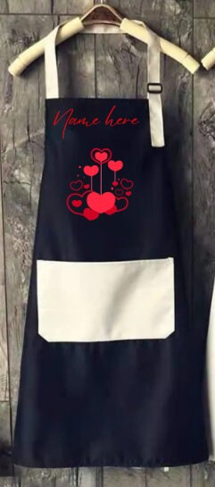 Personalized Full Cream and Black Canvas Apron With Adjustable Straps ...