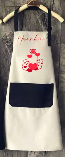 Personalized Full Cream and Black Canvas Apron With Adjustable Straps ...