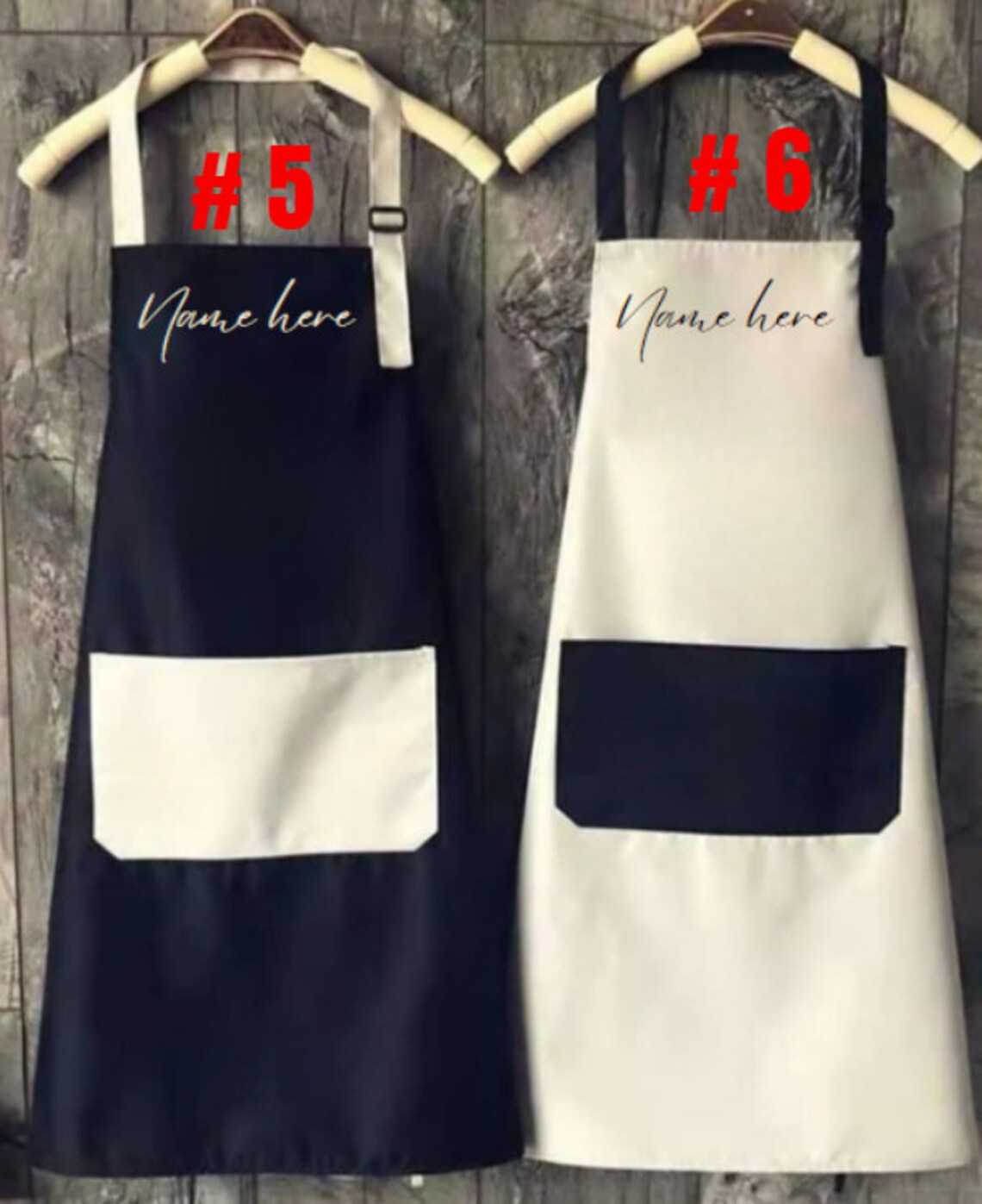 Personalized Full Cream and Black Canvas Apron With Adjustable Straps ...