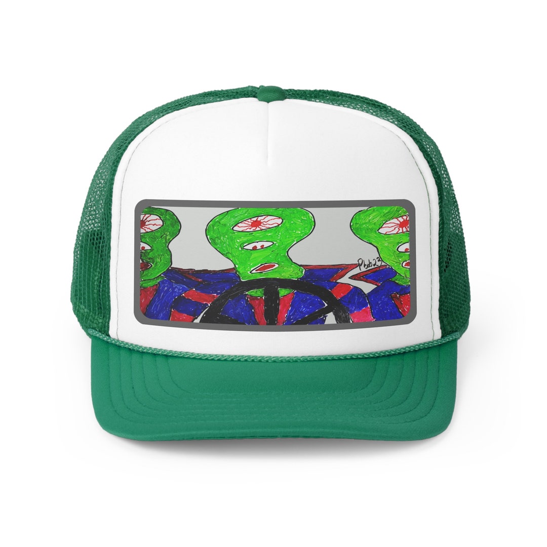 Trucker Hat Aliens Driving Car Doodle Art Hand Drawn Men Women Unisex ...