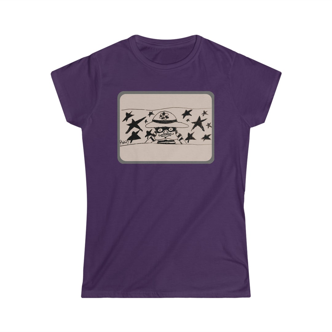 T Shirt Bandit Stars Doodle Sketch Graphic Cotton Womens Tee Hand Drawn ...