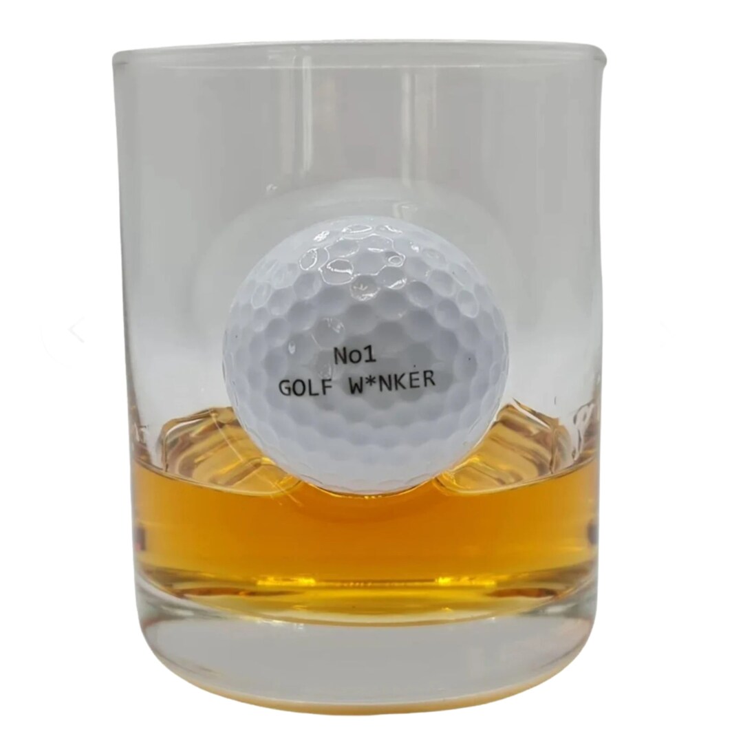 Rude Funny Golf Gifts for Men, Whiskey Rum Glass With Real Golf Ball ...