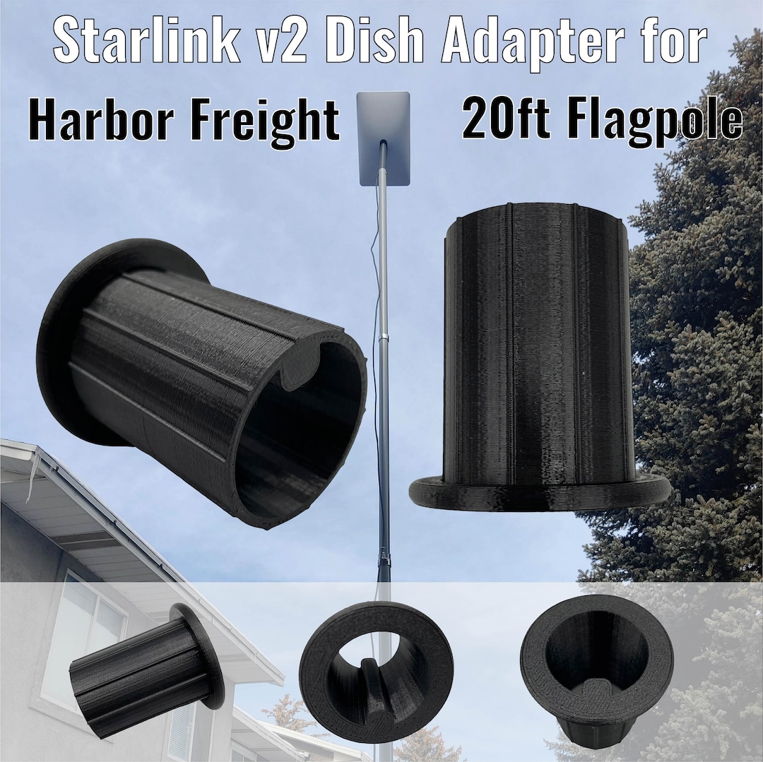 Starlink V2 Dish Adapter for Harbor Freight 20ft Flagpole - Etsy