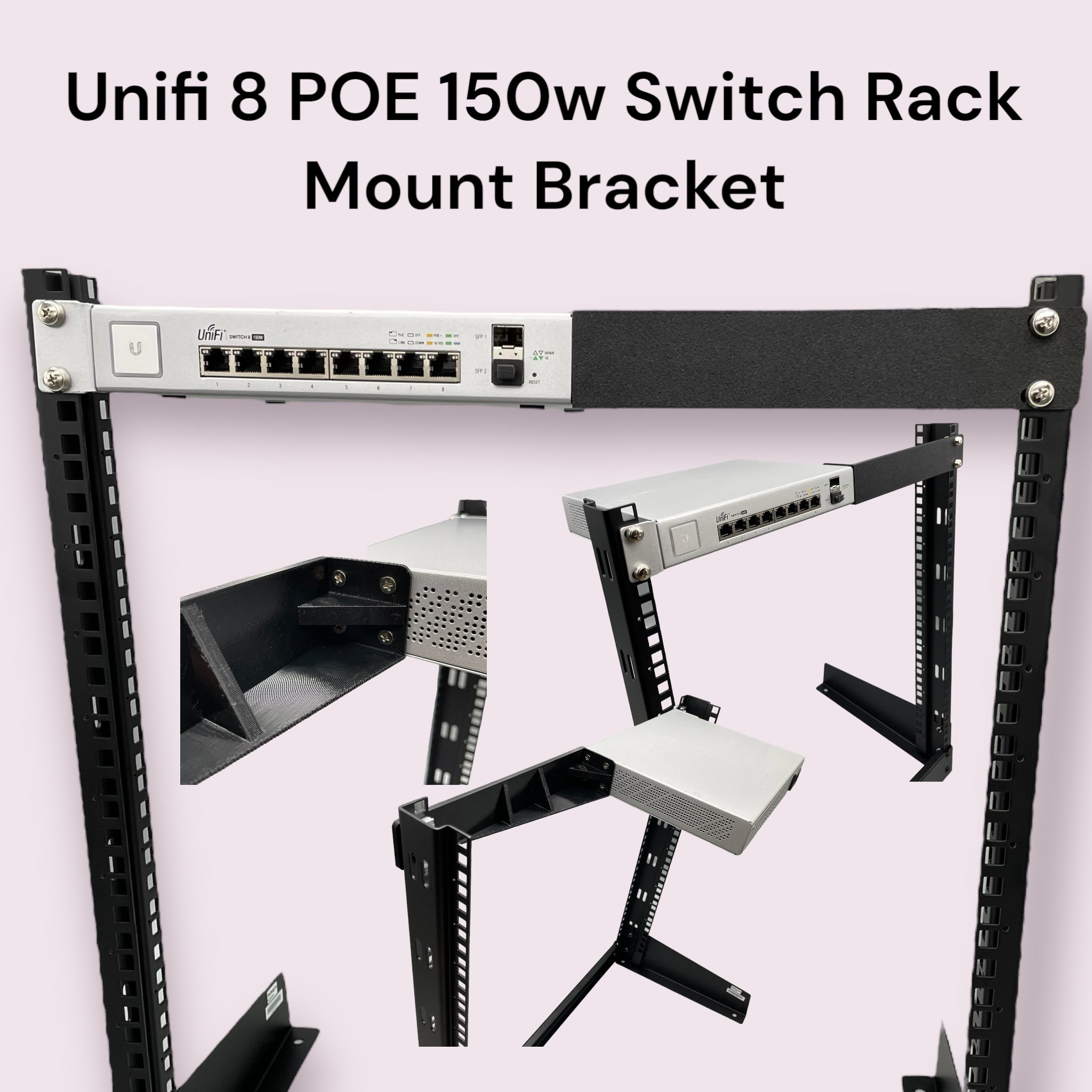 19" 1U Server Rack Mount for Ubiquiti Unifi Switch 8 150W (US-8-150W ...