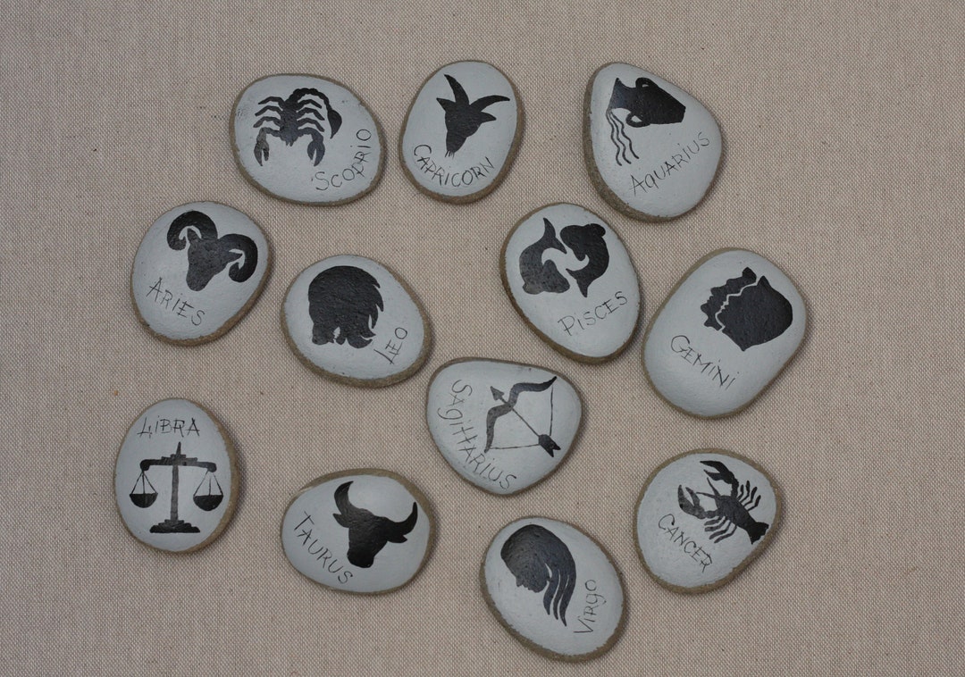 Zodiac Signs / Stone Sign / Painted Stone - Etsy