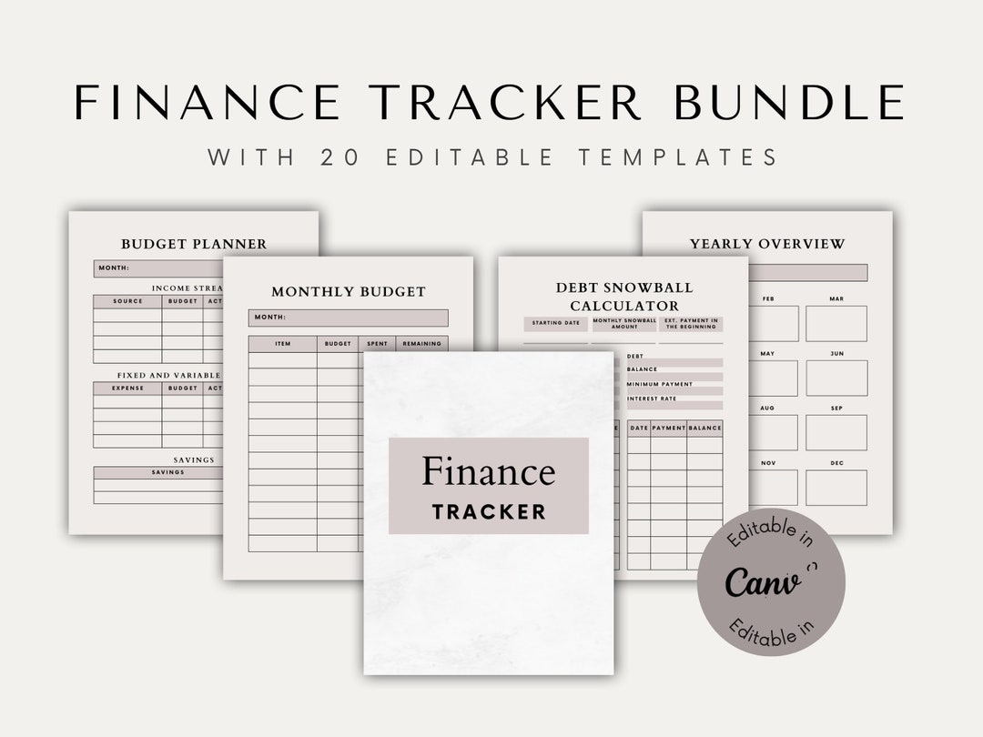 Customizable Personal Finance Tracker Canva Template Spending Tracker ...