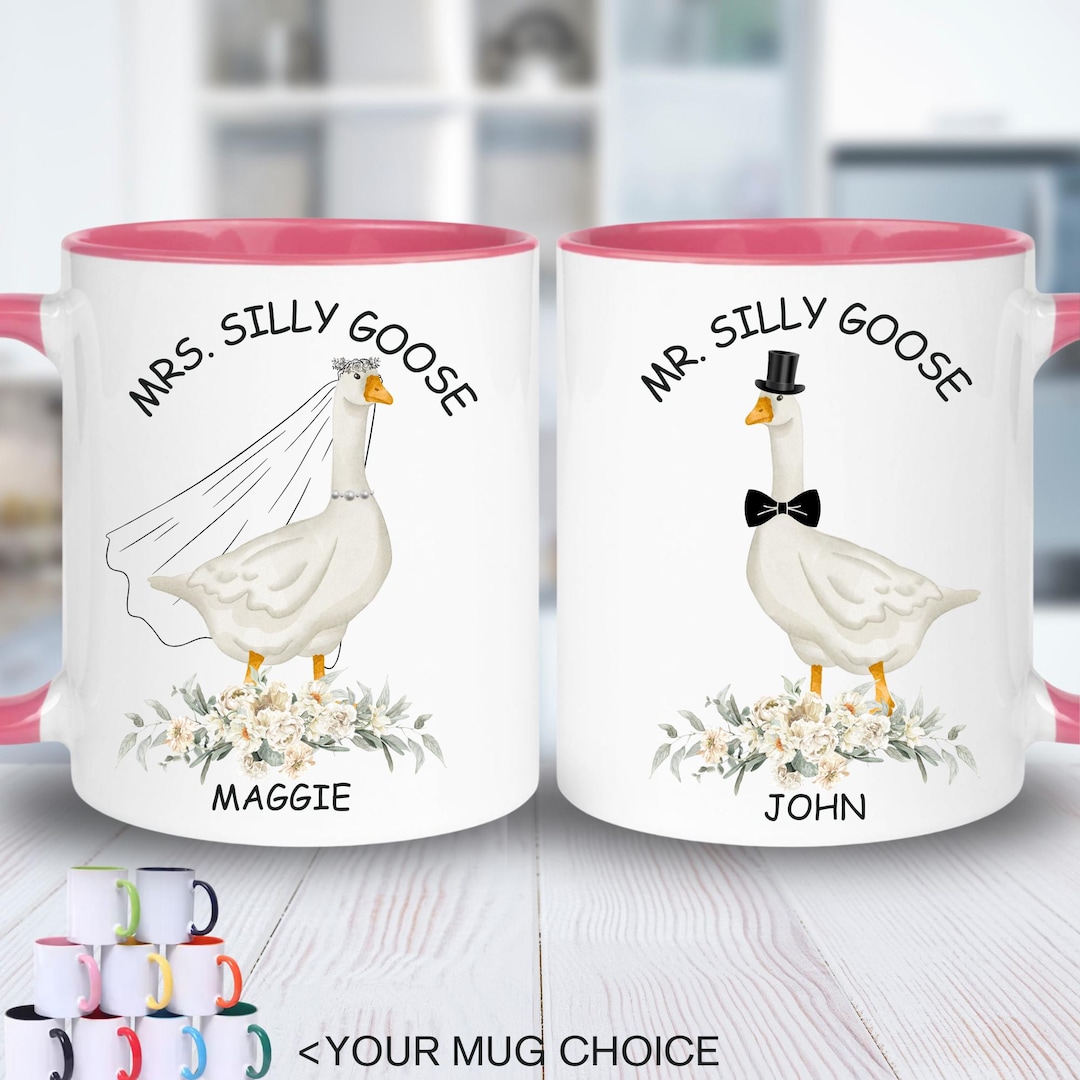 Custom Mr. and Mrs. Silly Goose Wedding Mug, Funny Engagement Coffee ...