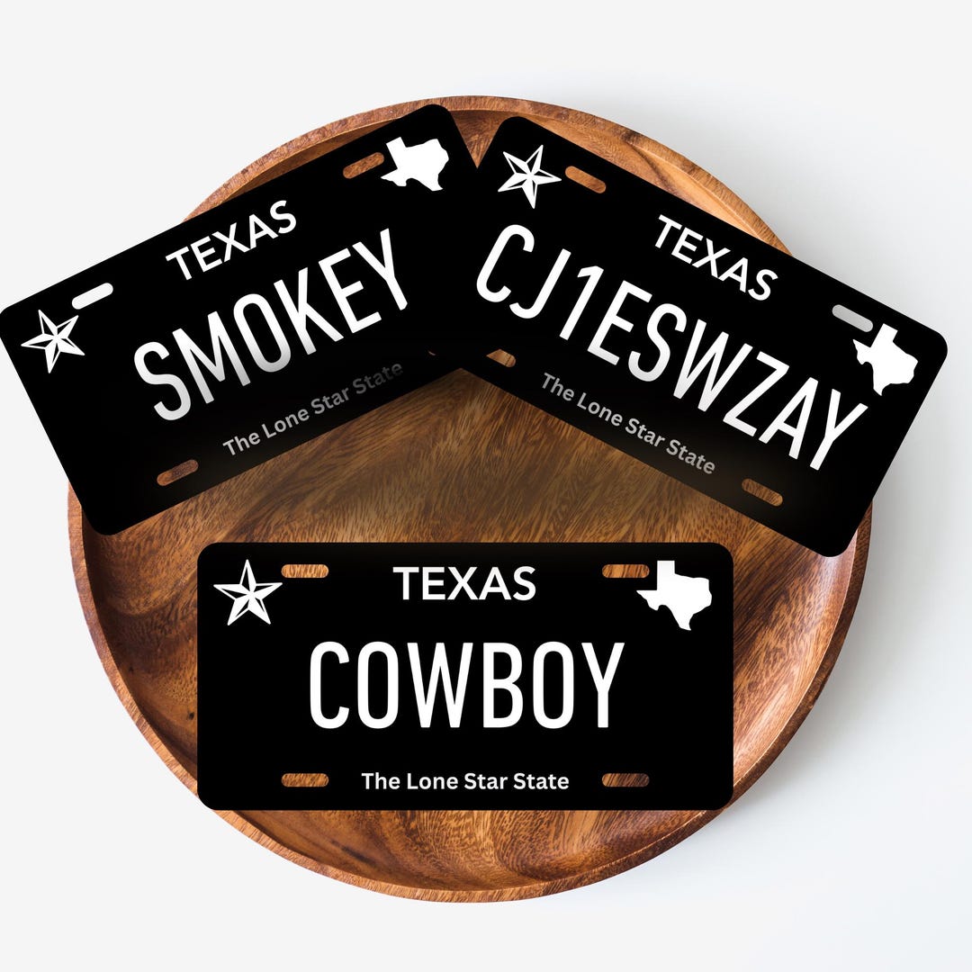 Texas Personalized License Plate, Custom Texas License Plate, Black ...