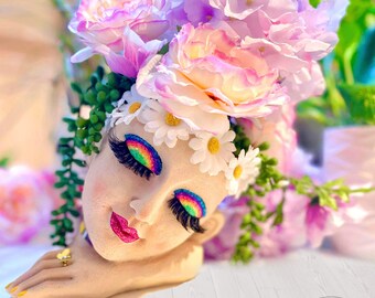 Style: FLAPPER Beautiful Decorative Resin Hand Painted Flower Planter ...