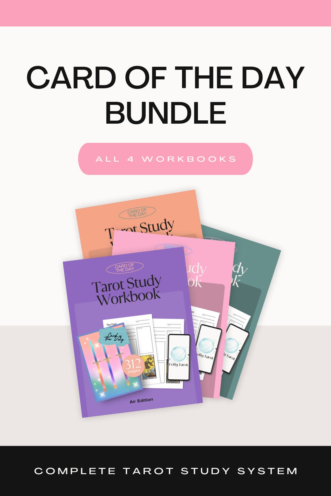 Printable Tarot Card Study BUNDLE - ALL 4 Workbooks for Card of the Day ...