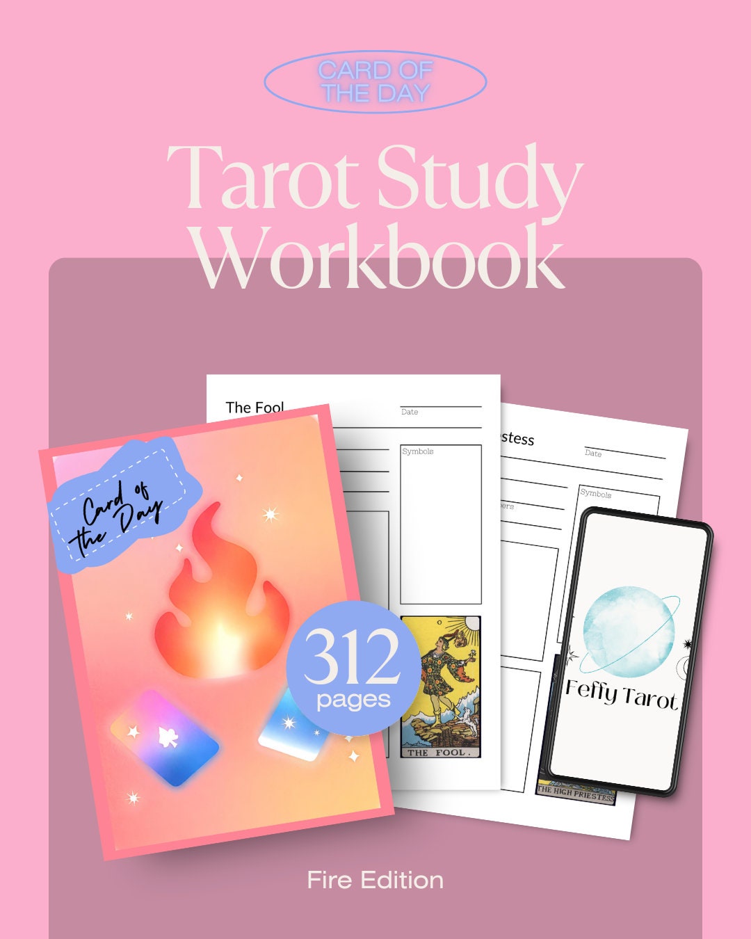 Printable Tarot Card Study - Card of the Day: Fire Edition - Etsy