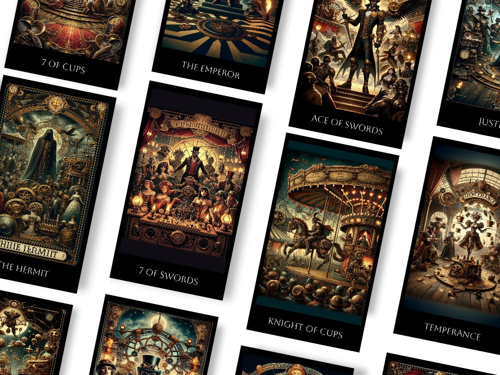 Steampunk Carnival Tarot Cards Printable Digital Download - Etsy