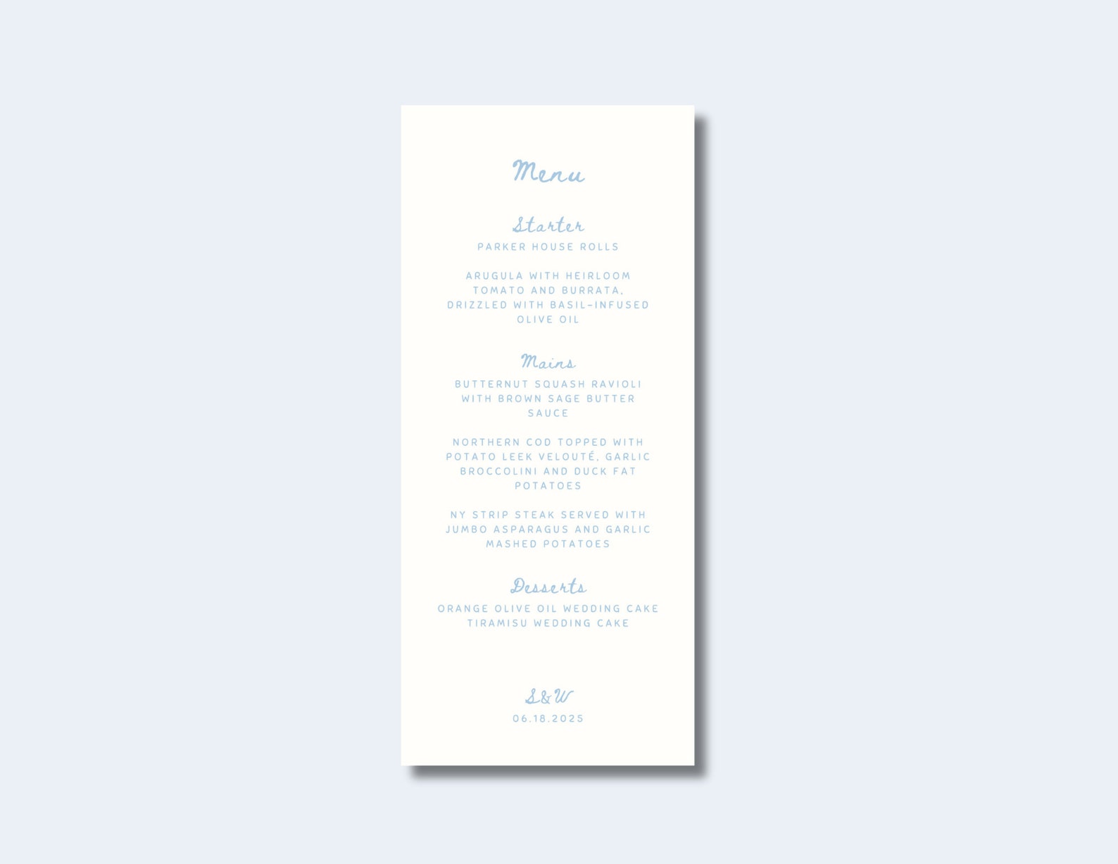Blue White Wedding Menu | Printable Customizable Wedding Menu | Coastal ...