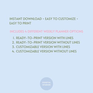 Printable Weekly Planner | Blue Ombre Weekly Calendar | Digital Week ...