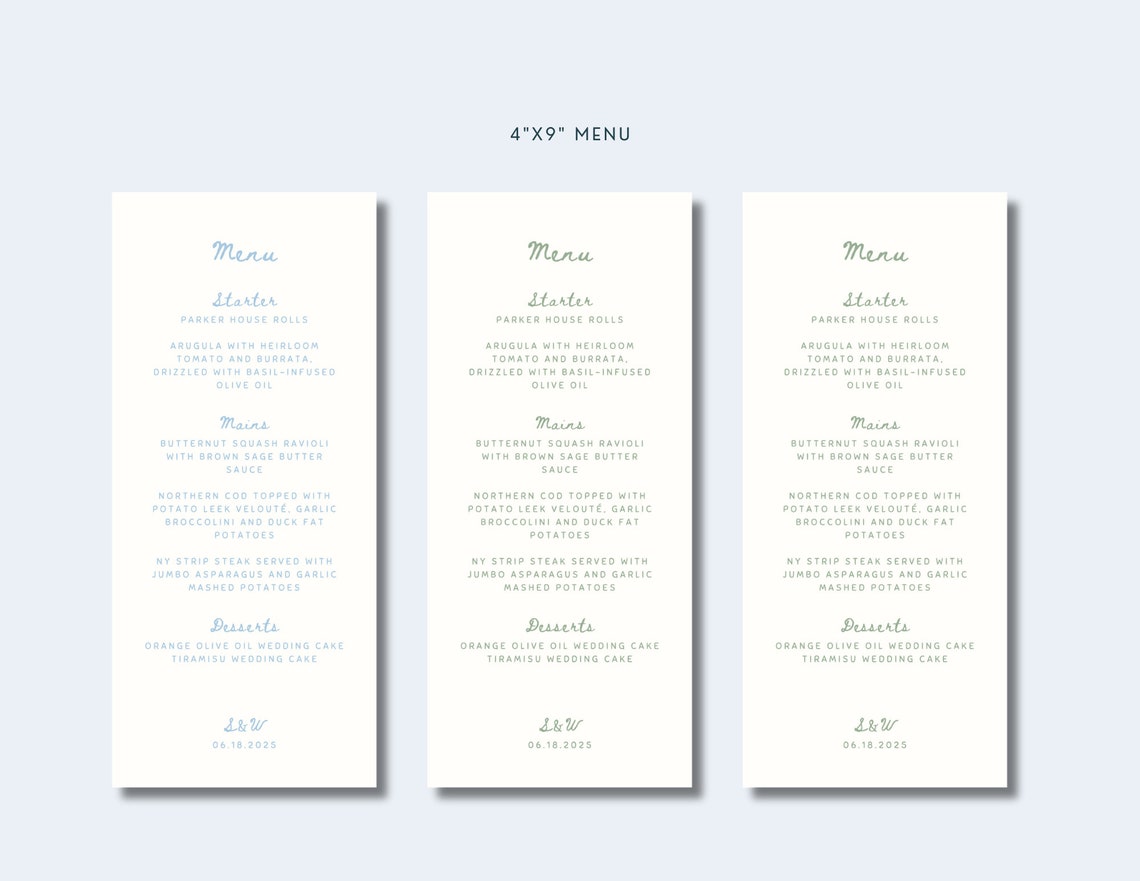Blue White Wedding Menu Printable Customizable Wedding Menu Coastal ...