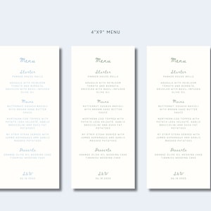 Blue White Wedding Menu | Printable Customizable Wedding Menu | Coastal ...