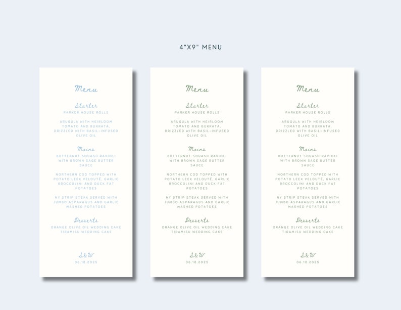 Blue White Wedding Menu | Printable Customizable Wedding Menu | Coastal ...