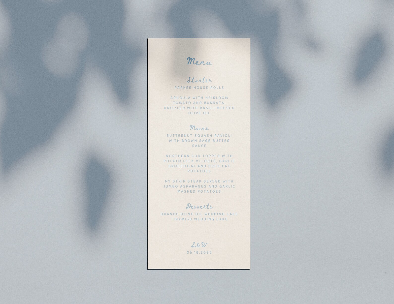 Blue White Wedding Menu | Printable Customizable Wedding Menu | Coastal ...