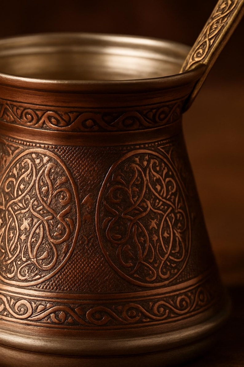 Cast Iron Turkish Coffee Pot, Ottoman Pattern Cezve, Coffee Bar ...