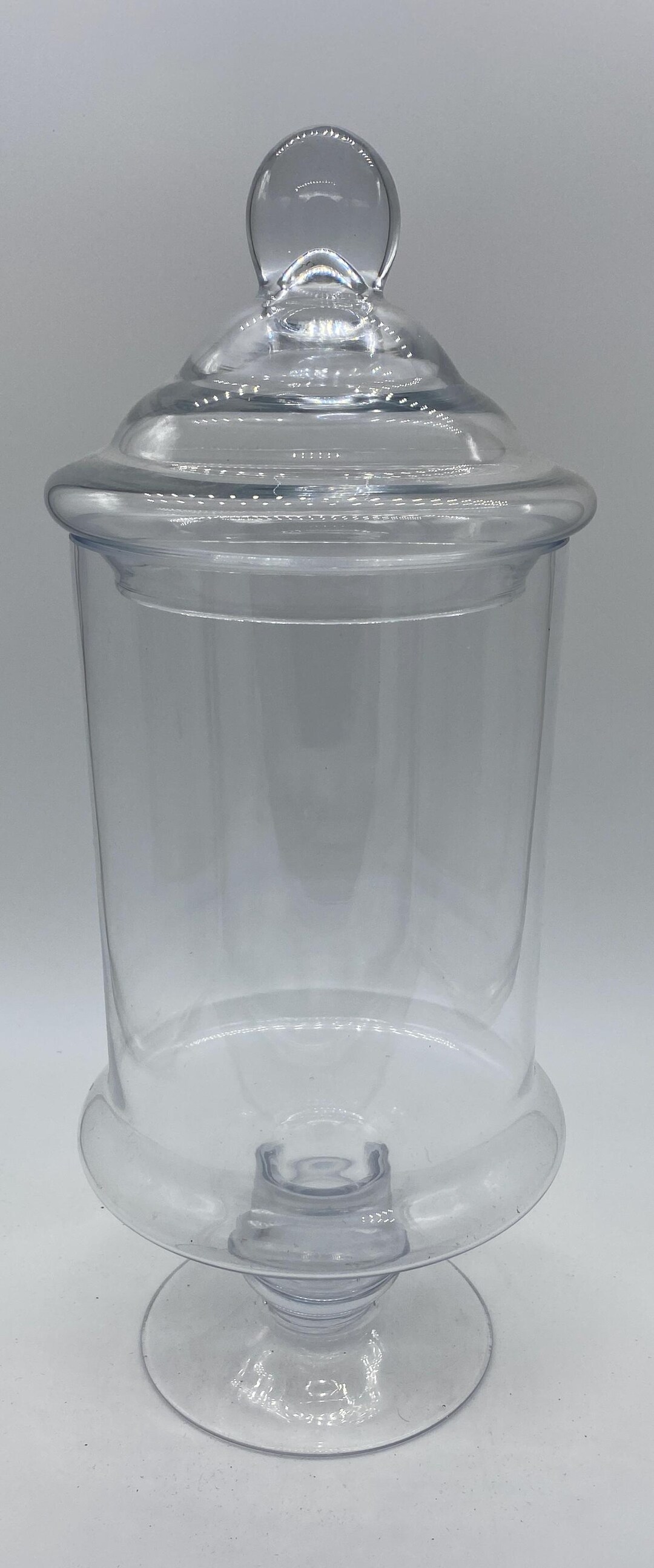 Vintage Large Glass Cylinder Candy Dish Canister With Lid 15 X 6 X 6 ...