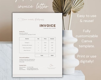 Photography Invoice Template 2 Customizable Invoice Template Receipt ...