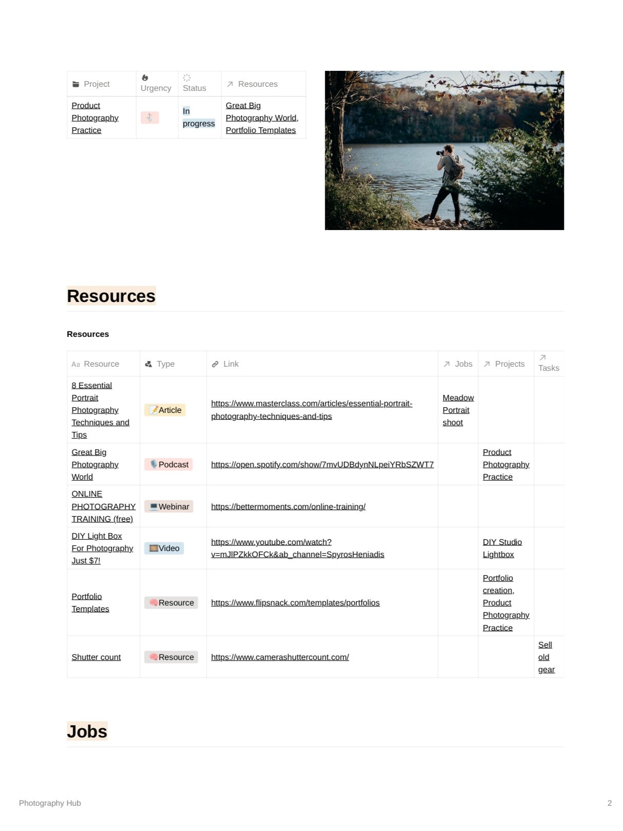Photography NOTION Template, Notion HUB Template, Notion Workflow ...