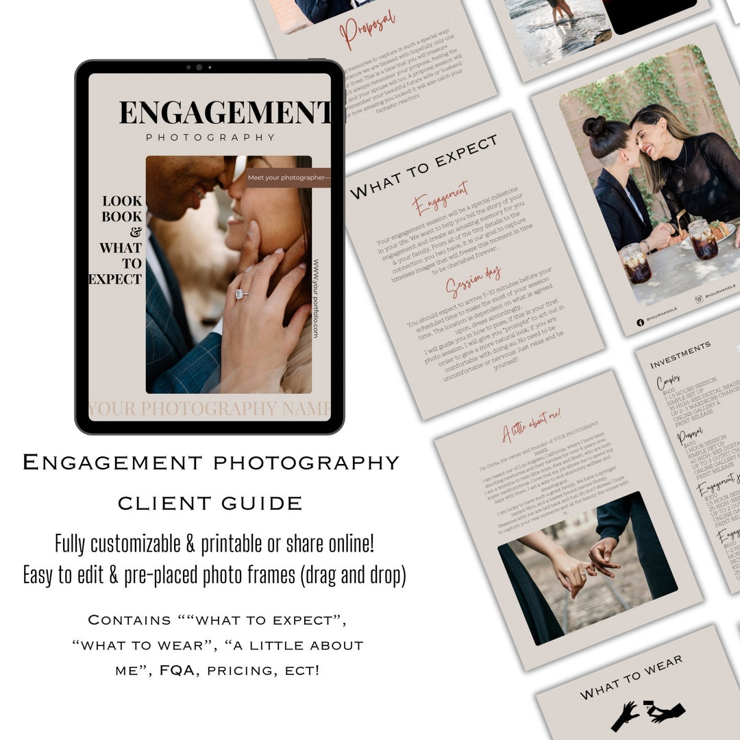 CANVA Engagement Photography Style Guide Magazine Template,pre-written ...