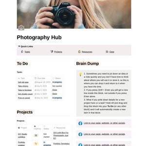 Photography NOTION Template, Notion HUB Template, Notion Workflow Template, Photographers Notion ...