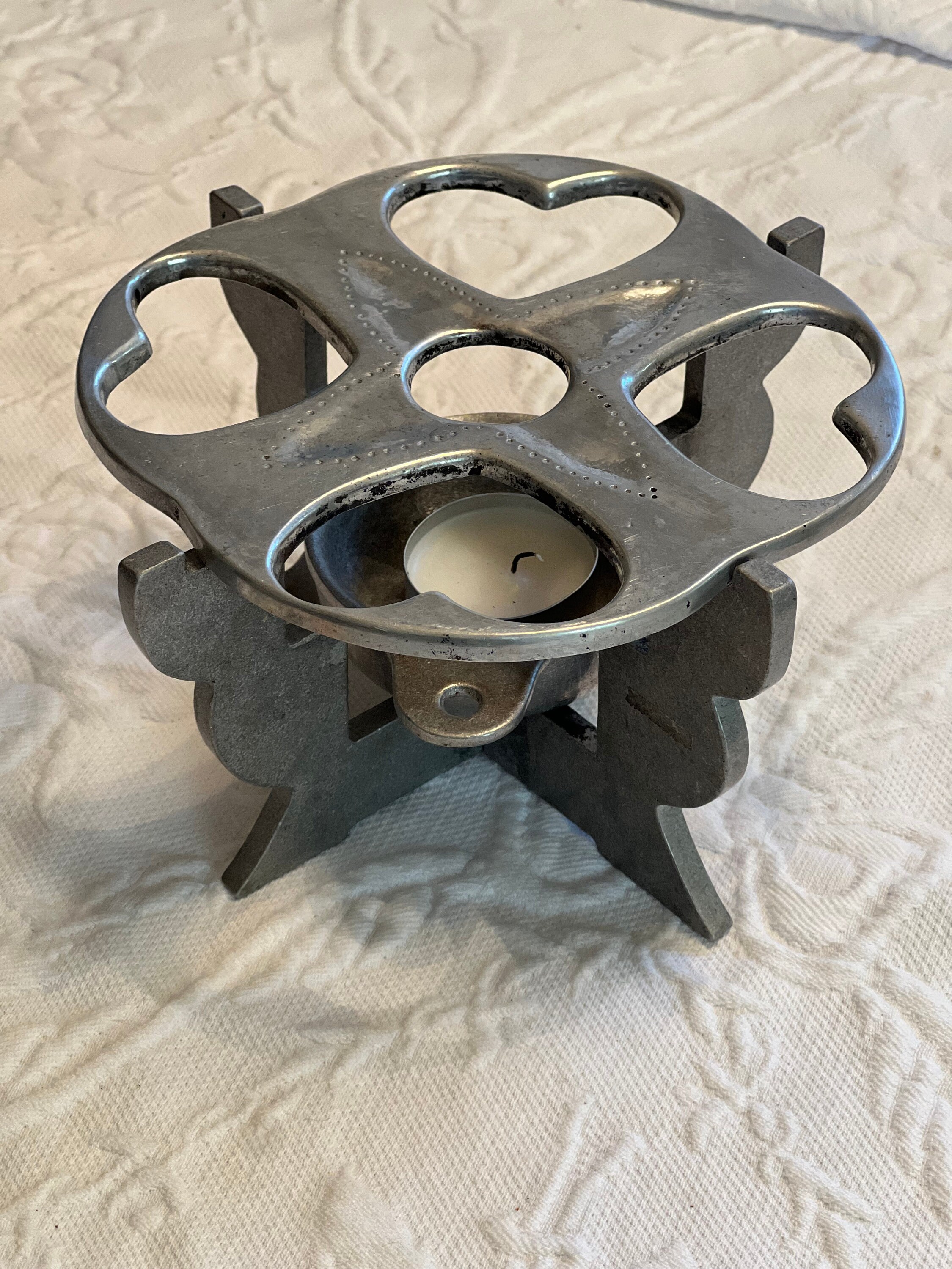 Wilton Columbia USA Hearts Pewter Trivet Pedestal Stand With Sterno ...