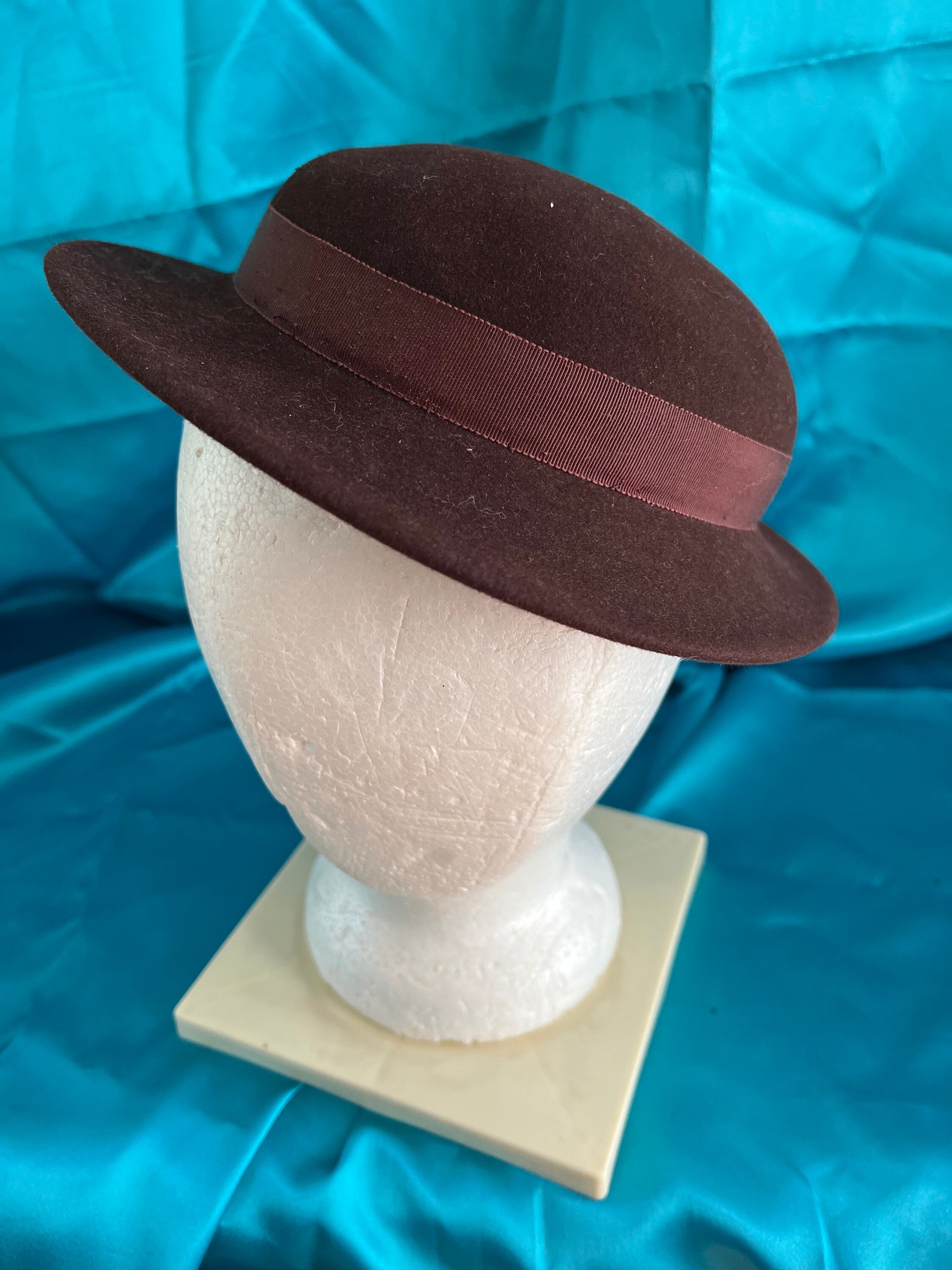Vintage Lazarus Model Cincinnati Brown Felt Derby Hat With Grosgrain ...