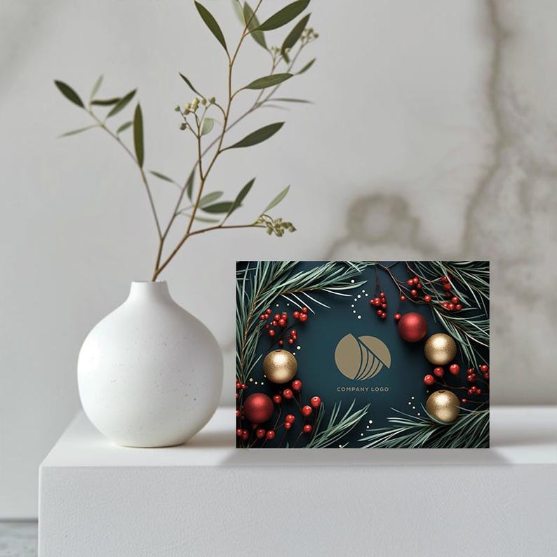 Customizable Modern Evergreen Card Holiday Greeting Card - Etsy