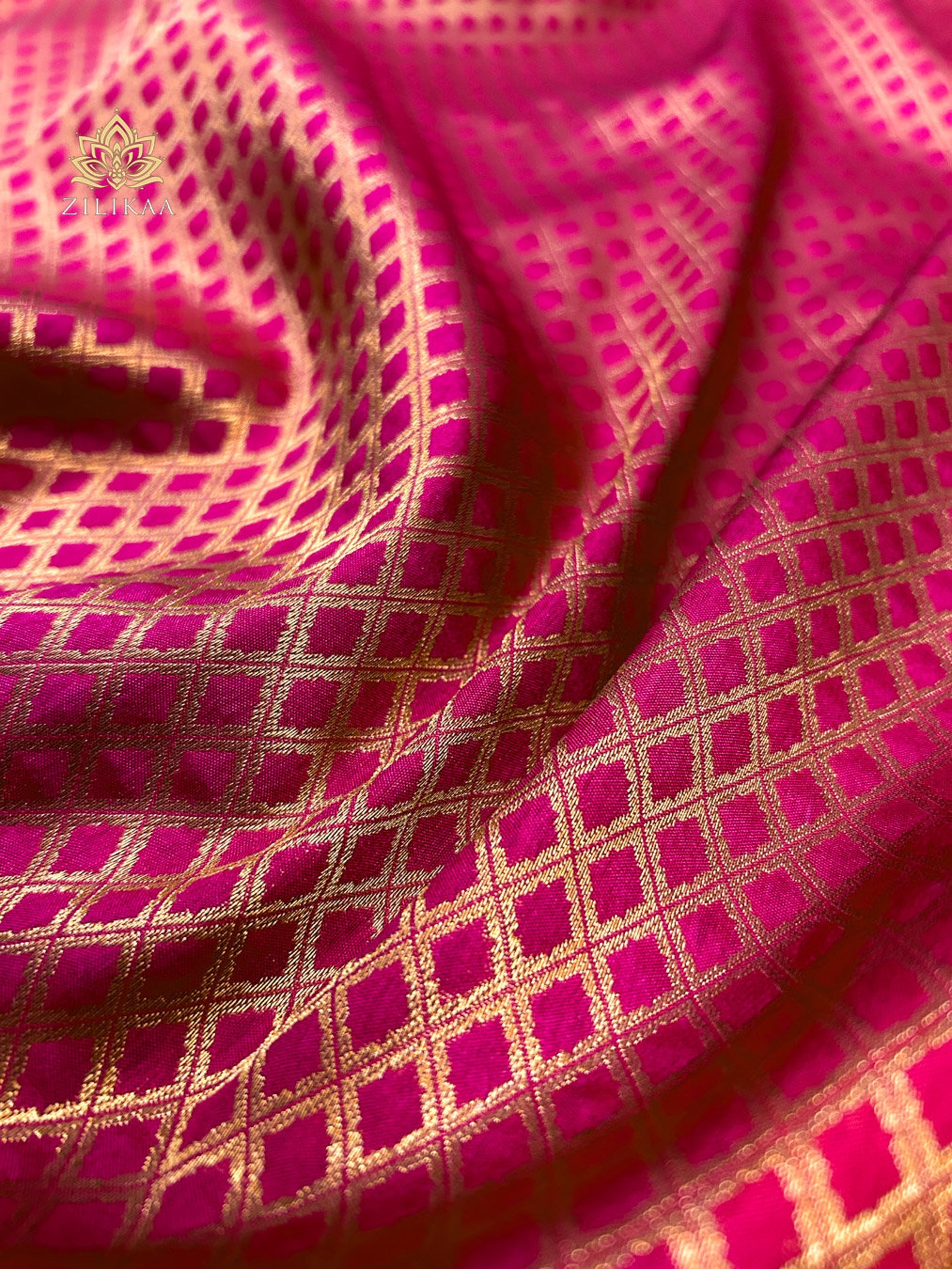 Queen Pink Golden Zari Kanjivaram Silk Saree With Blouse Piece Etsy ...