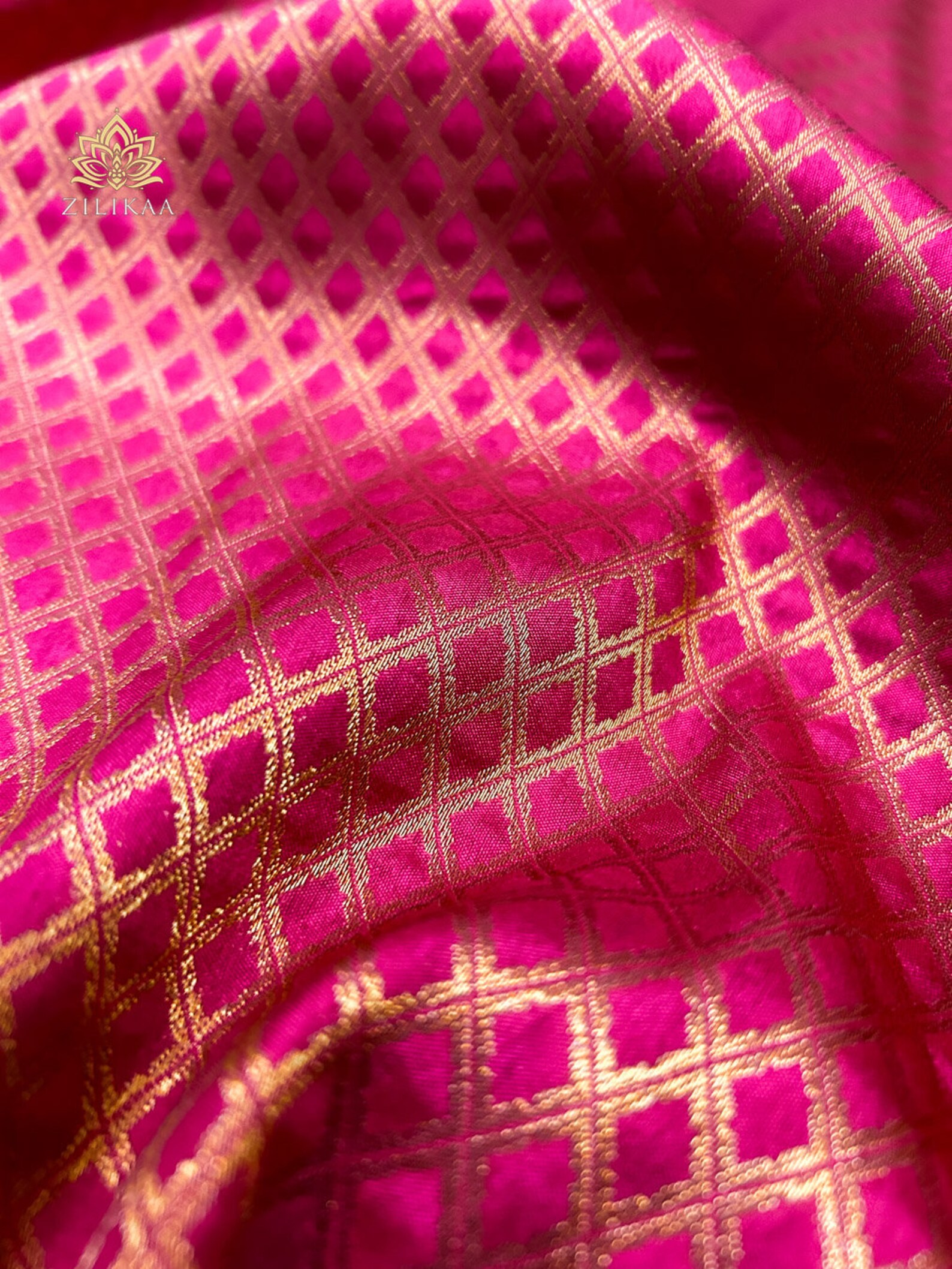 Queen Pink Golden Zari Kanjivaram Silk Saree With Blouse Piece Etsy ...