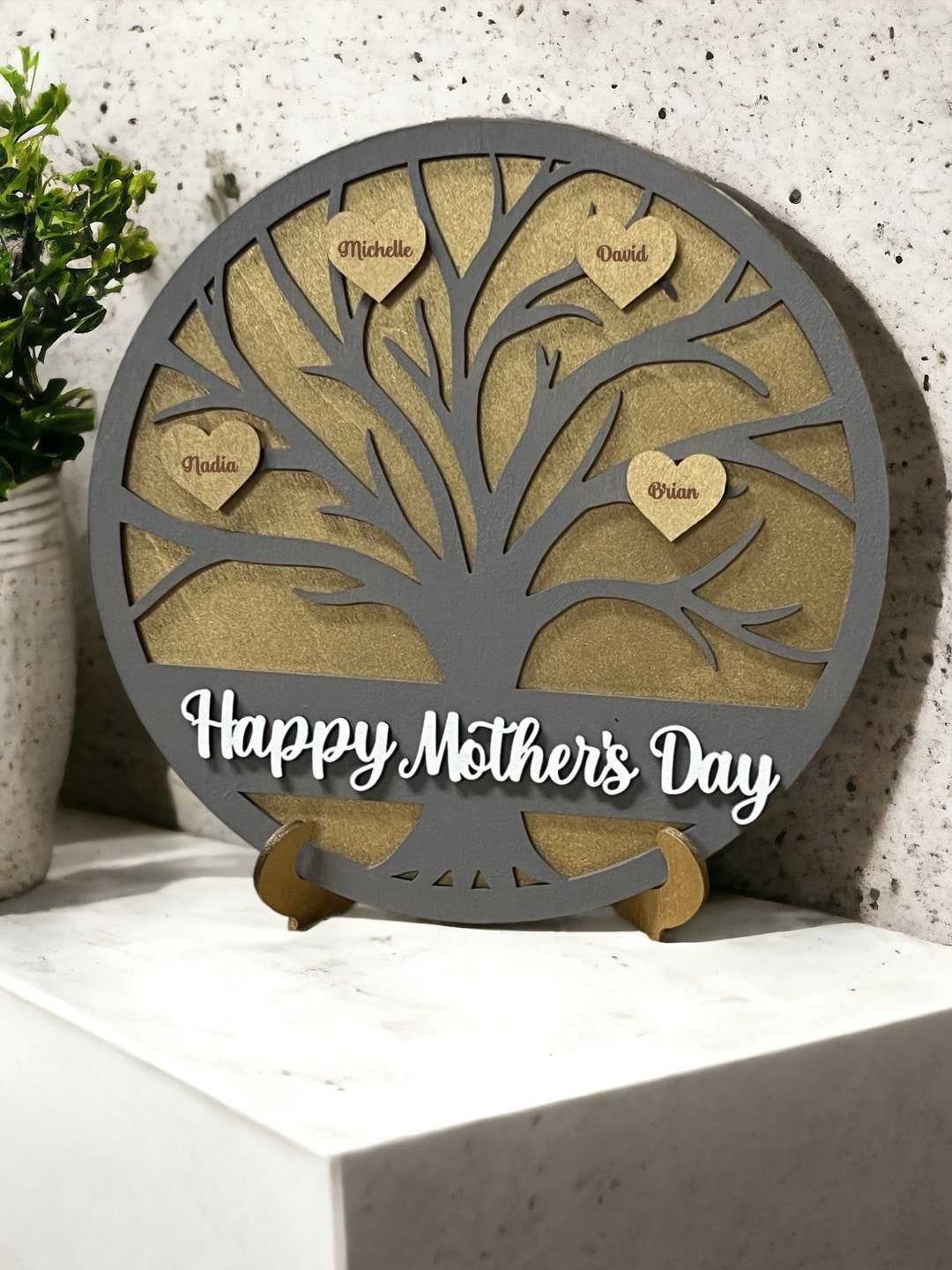 Personalized Family Tree Mother's Day Gift, Engraved Wood Sign - Etsy