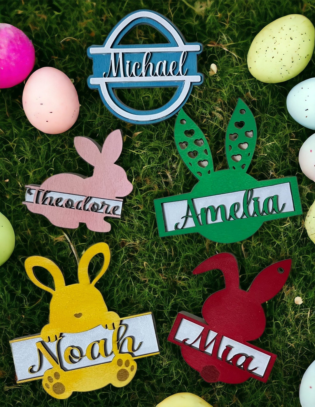 Personalized 3D Easter Tags Bunny Name Tags Spring Tags Egg Name Tags ...