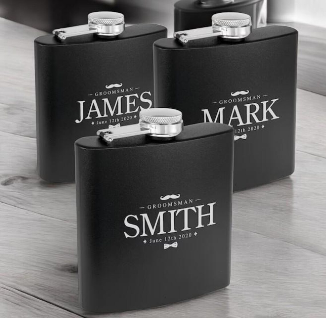 Personalized Groomsman Man Hip Flask Matte Black Groomsmen Gift ...