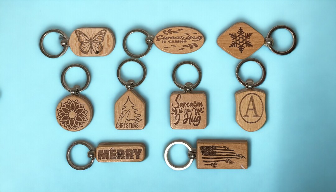 Personalized Engraved Wooden Keychain: Custom Keyring Tag - Etsy