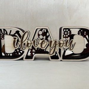 I Love You Dad Fathers Day Sign Layered Father's Day Display Dad Sign ...