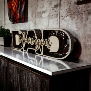 I Love You Dad Fathers Day Sign Layered Father's Day Display Dad Sign ...