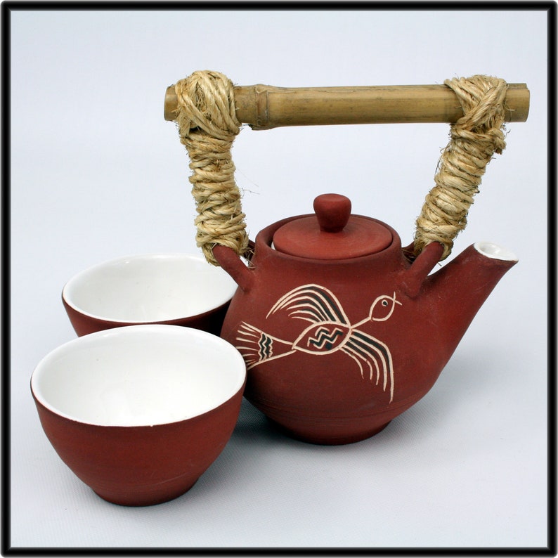 Red Teapot & 2 Teacups Ceramic Set...to Be Enjoyed With the Art of Tea ...