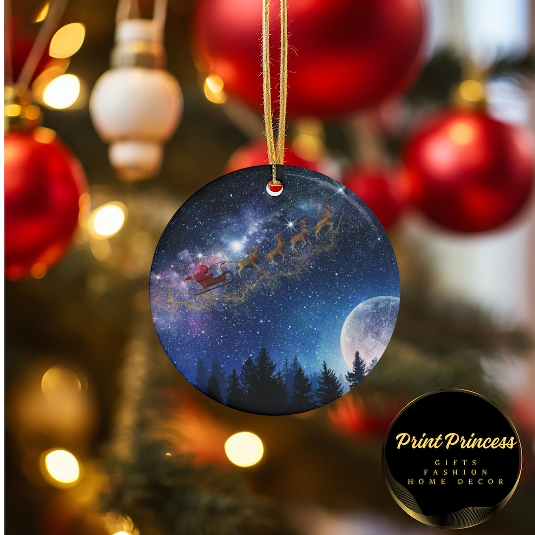 Christmas Ornamental,ceramic,santa in Slade, Moonlit Starnight, Decorer ...