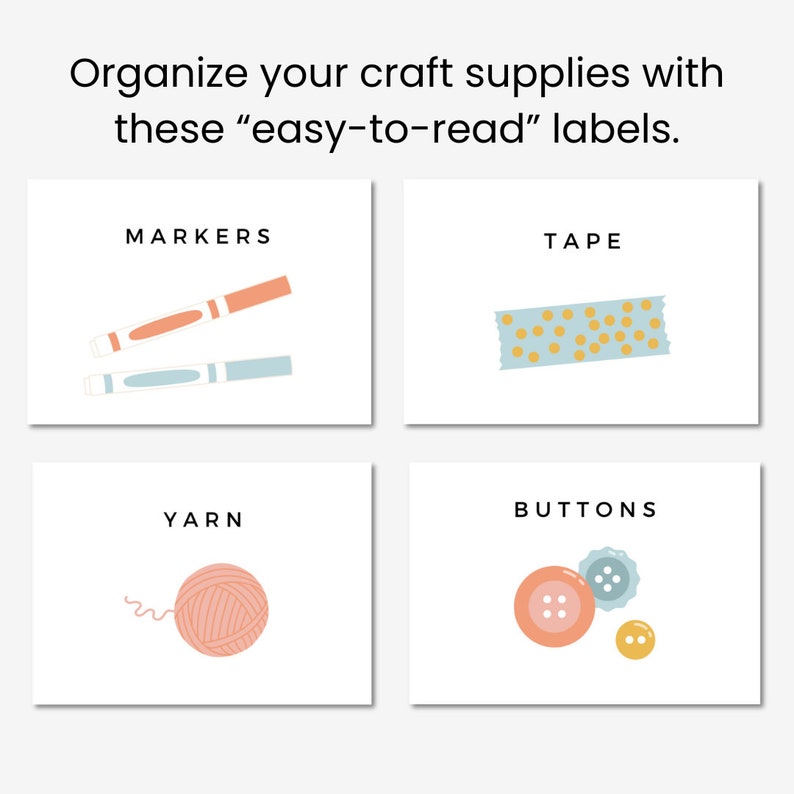Craft Room Storage Labels, Printable Classroom Art Supplies Label With ...