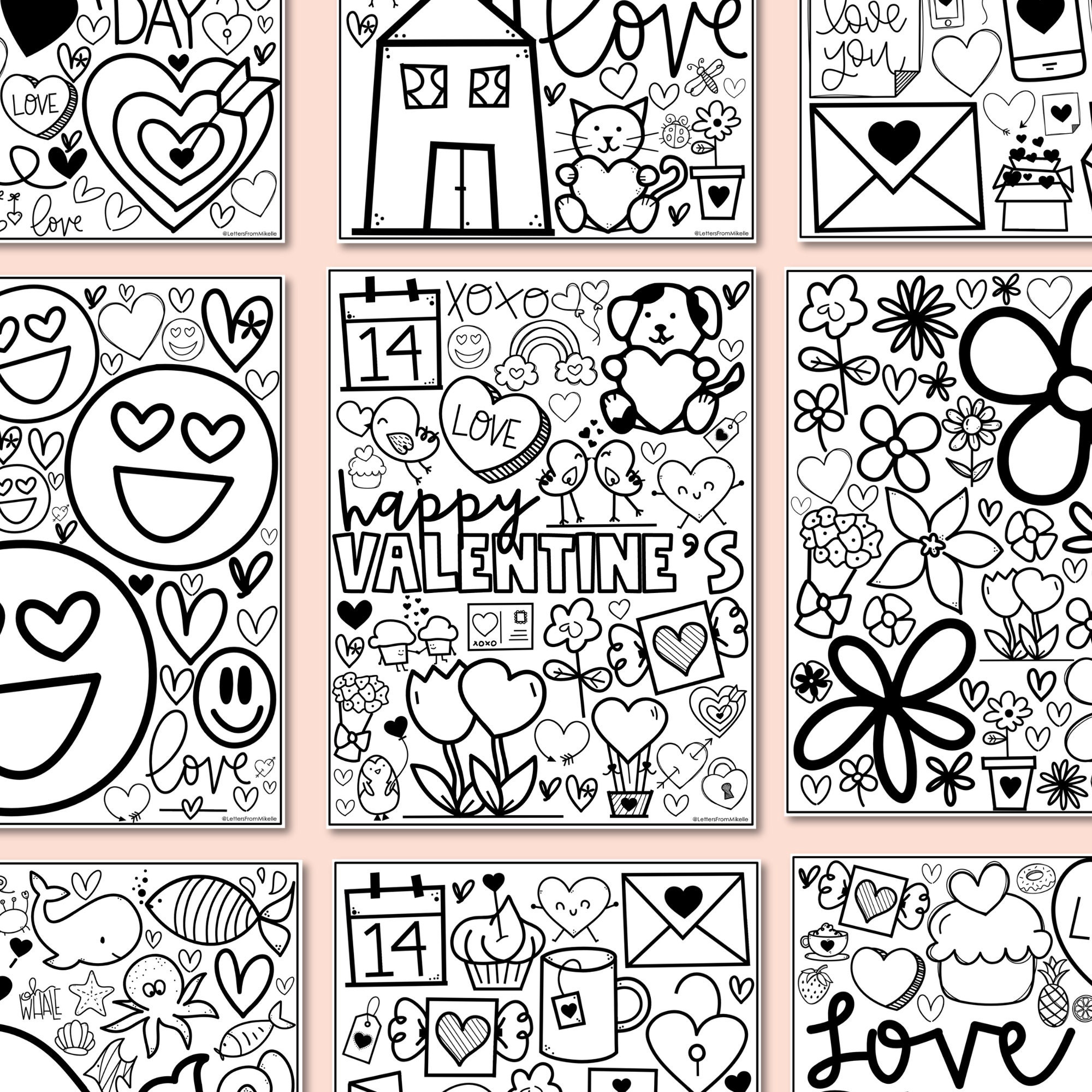 Valentine Coloring Pages, Love Coloring Sheets, Heart Coloring Pages ...