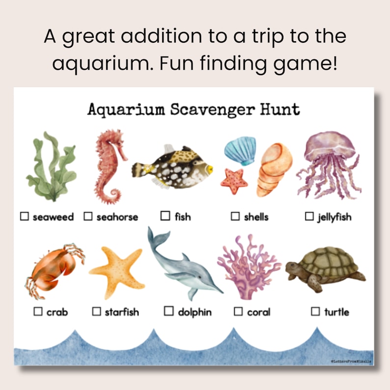 Printable Scavenger Hunt, Aquarium Scavenger Hunt, Under the Sea Party ...