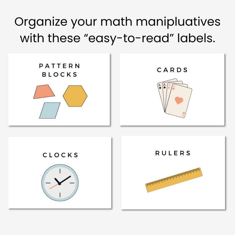 Math Manipulative Labels, Math Center Labels, Math Manipulative Bin ...
