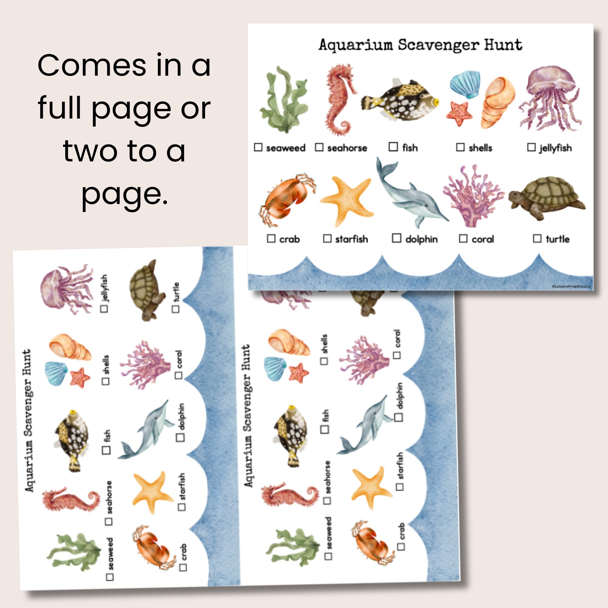Printable Scavenger Hunt, Aquarium Scavenger Hunt, Under the Sea Party ...