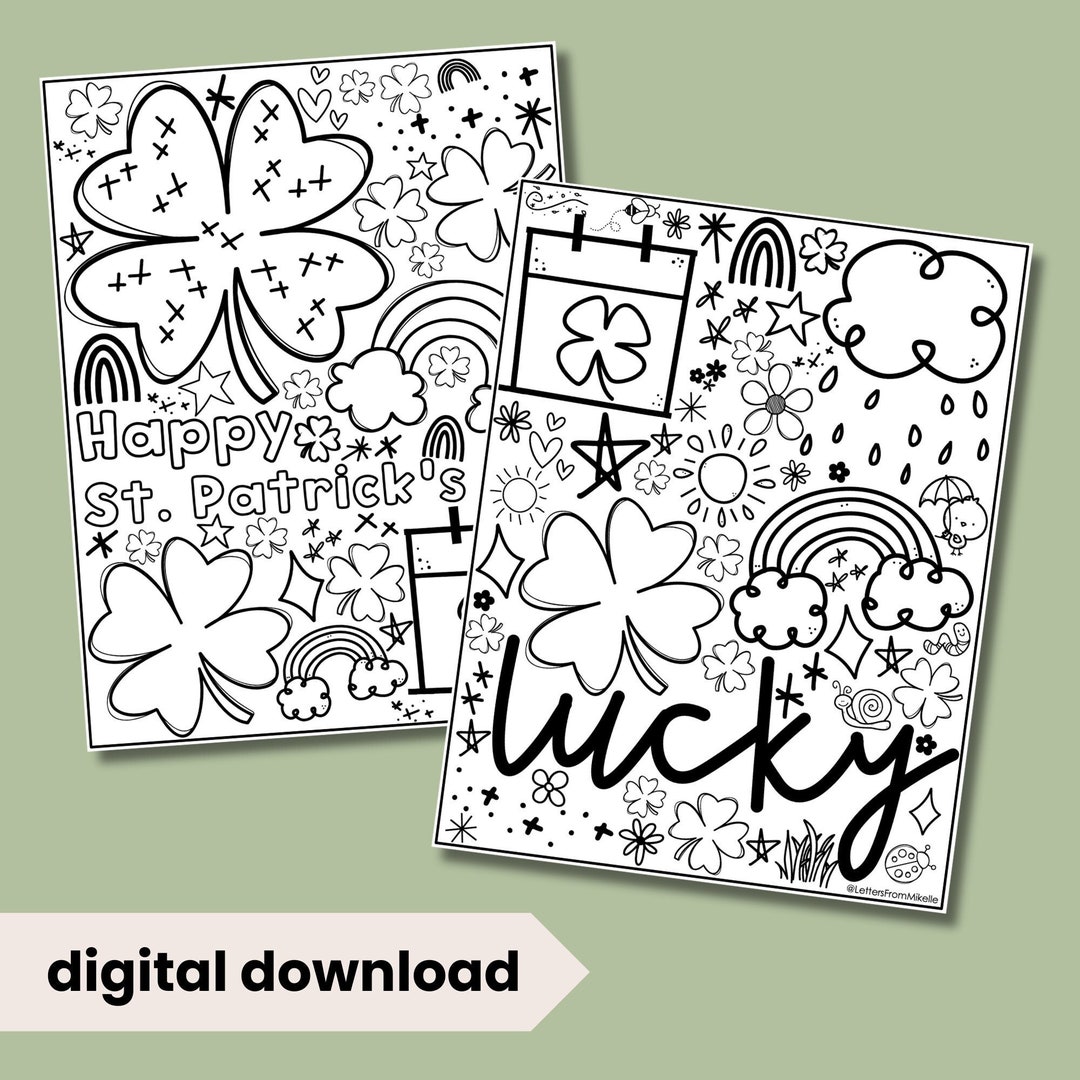St.patrick's Coloring Pages, St. Patrick's Coloring Sheets, Four Leaf ...