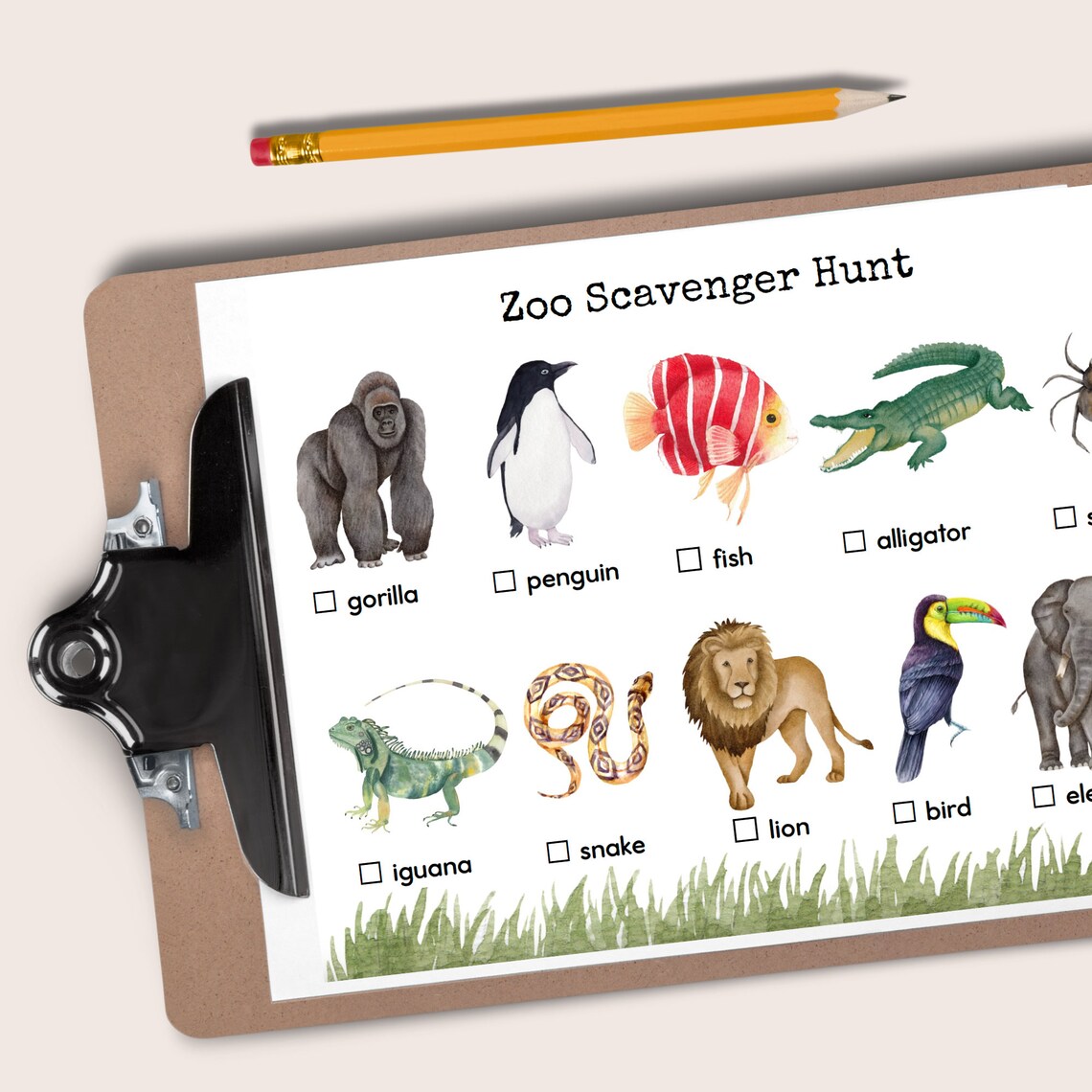 Printable Scavenger Hunt, Zoo Scavenger Hunt, Animal Party Game, Animal ...